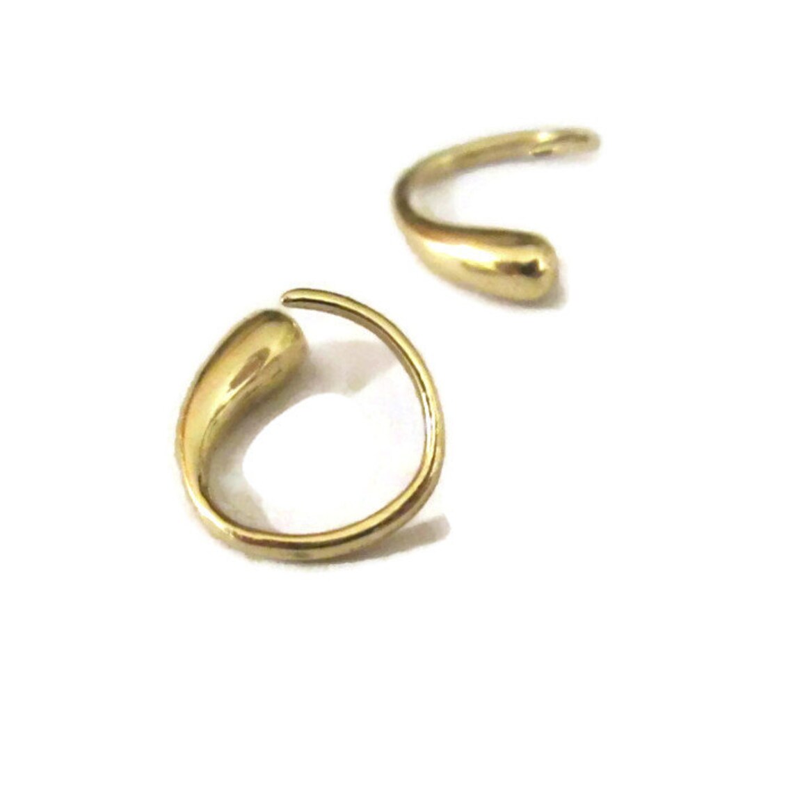 Gold Huggie Earrings, Teardrop Hug Hoops Single Small Gold Hoop, 18K ...