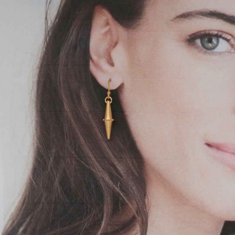 Double Gold Spike Earrings 18K Vermeil Granulated Jewelry Artisan ...