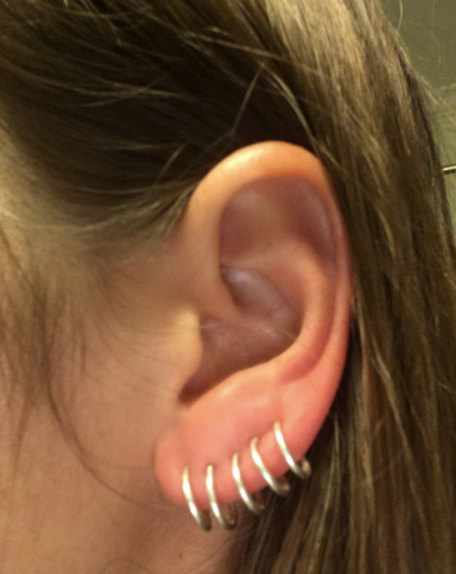 Multiple Ring Hoop Earring ,faux Piercing Silver Spiral Ear Cuff 5 Ring ...