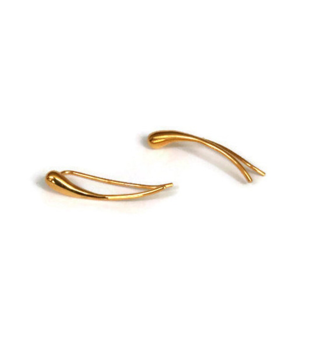 Gold Teardrop Ear Crawler Earring One 18K Vermeil Ear Sweep Single Ear ...