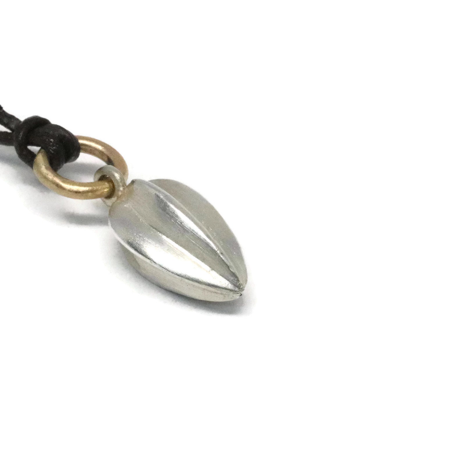 Large Silver Pendant 14K Gold Seed Pod Necklace Botanical Jewelry ...