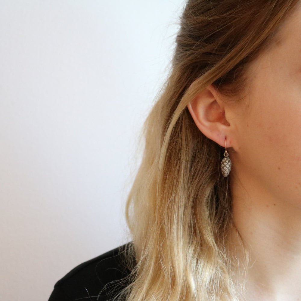 Raffia Seed Pod Earrings, Gold Vermeil Drops Botanical Jewelry Artisan ...