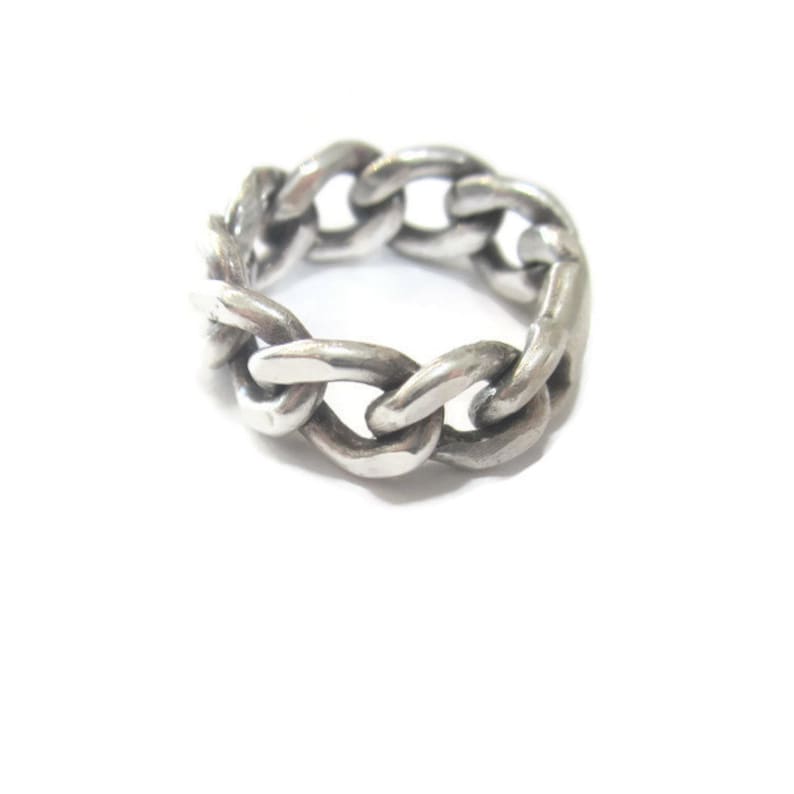 Personalized ID Ring Silver Signet Ring, Chain Link Inital Rings ...