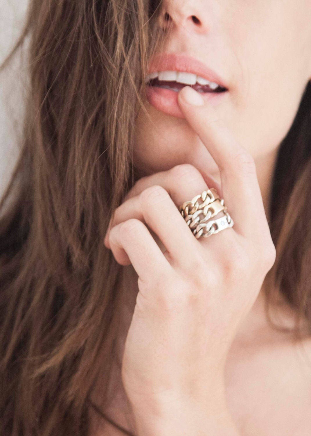 Personalized ID Ring , Silver Curb Chain Ring, Artisan Handmade by ...