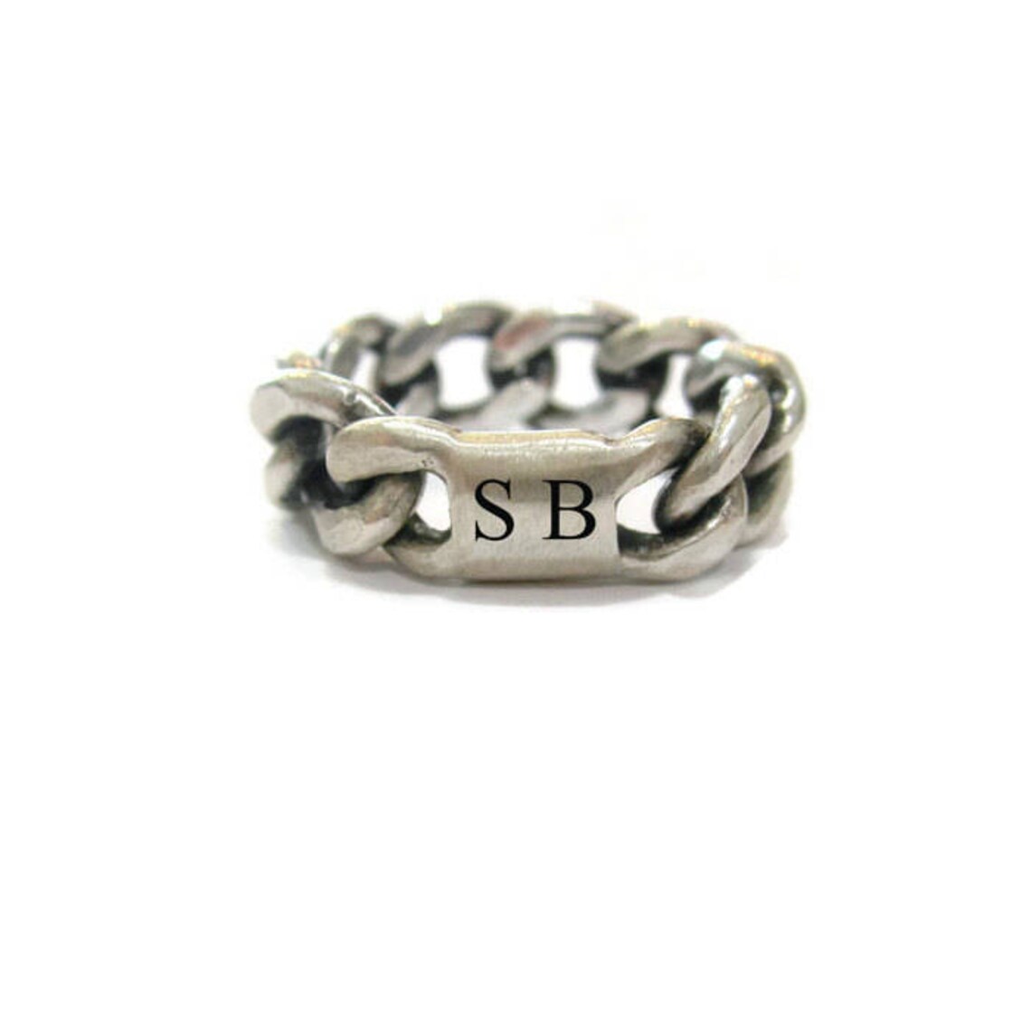 Personalized ID Ring , Silver Curb Chain Ring, Artisan Handmade by ...