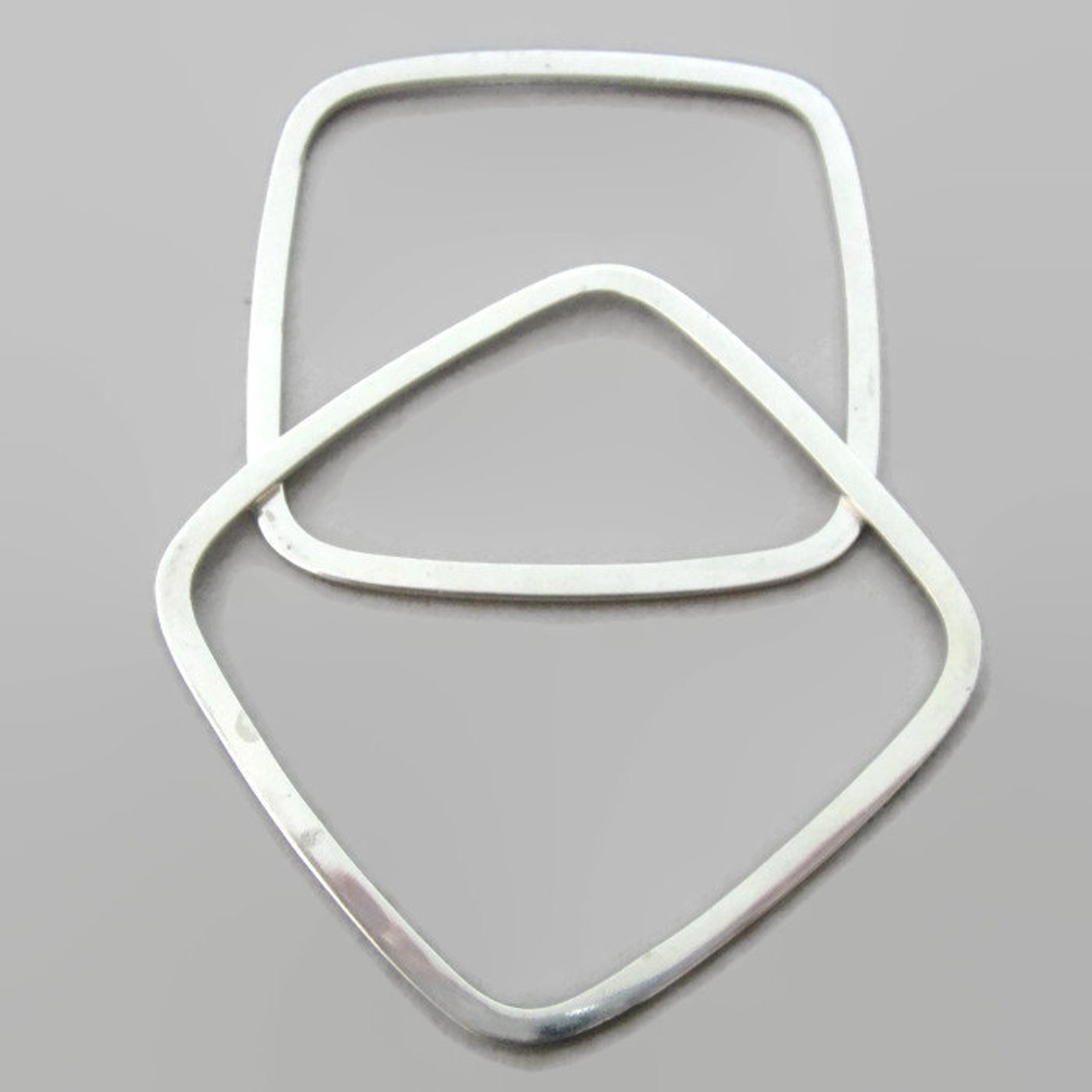 Modern Silver Square Bangles, Stacking Bangle Bracelet Sterling Shiny ...