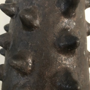 Metallic Black Ceramic Spike Vase Medium With Contrast Orange Interior ...