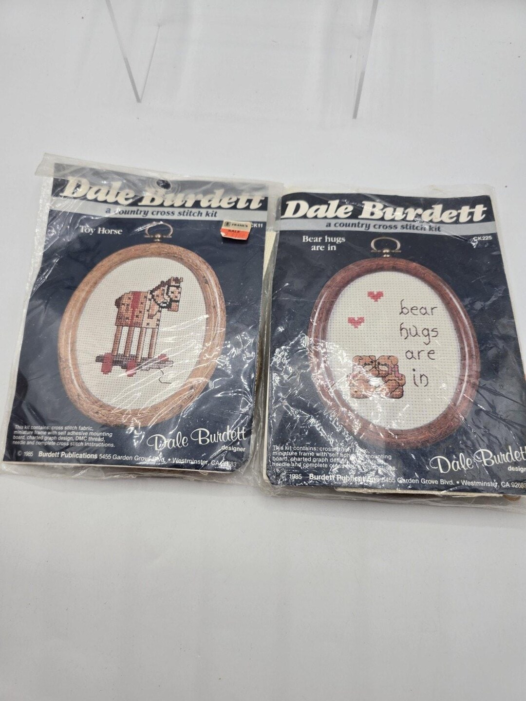 Dale Burdett TOY HORSE Bear Hugs Are in Cross Stitch Kits 5" With Oval ...