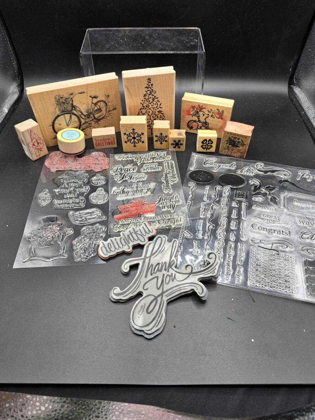 Wood Rubber Stamps Huge Lot of Assorted Used Crafts Stamp/clear Stamps ...