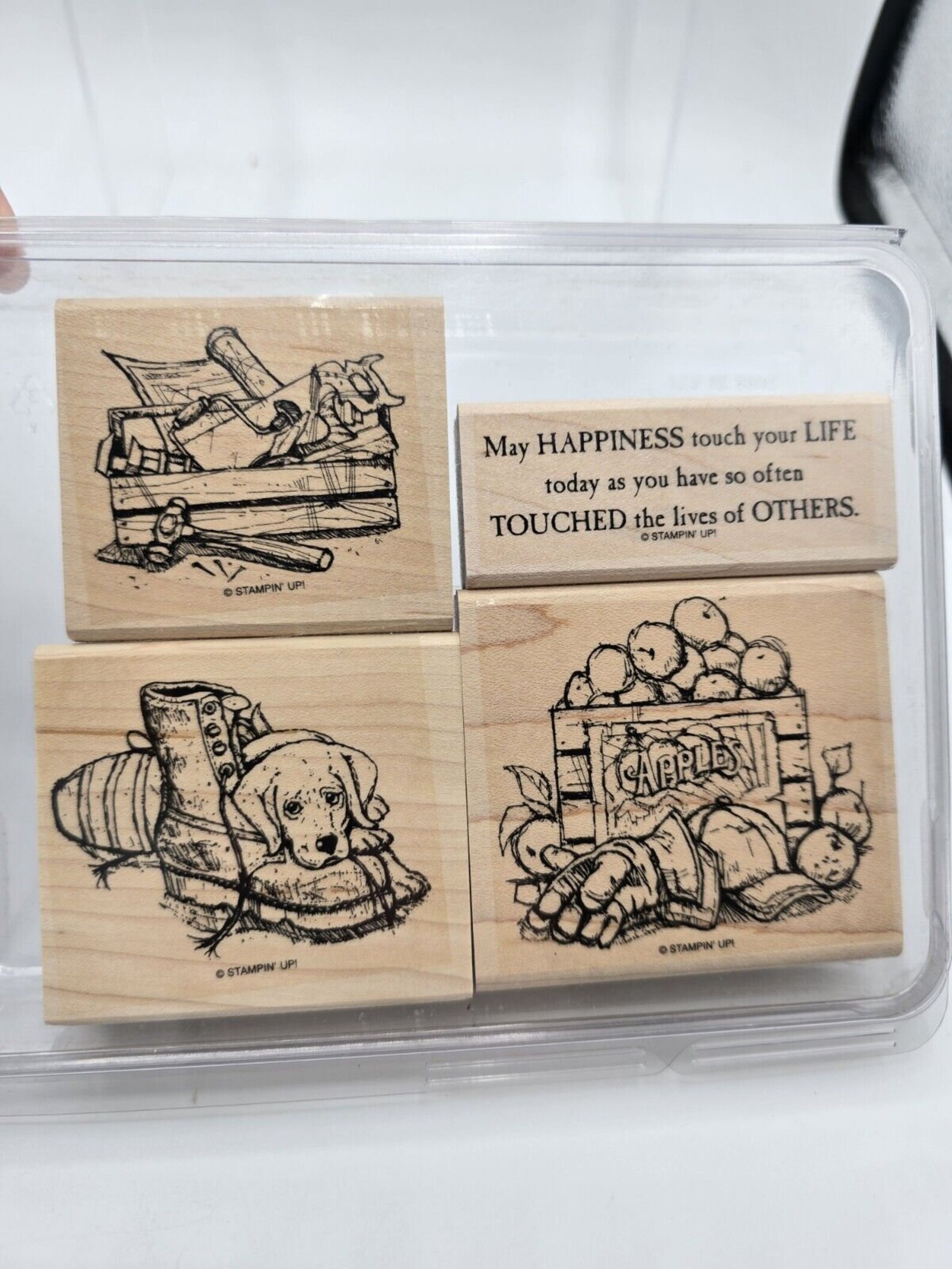 FOR FATHER Stampin' Up! Rubber Stamp Set Puppy Boots Tools Apples ...