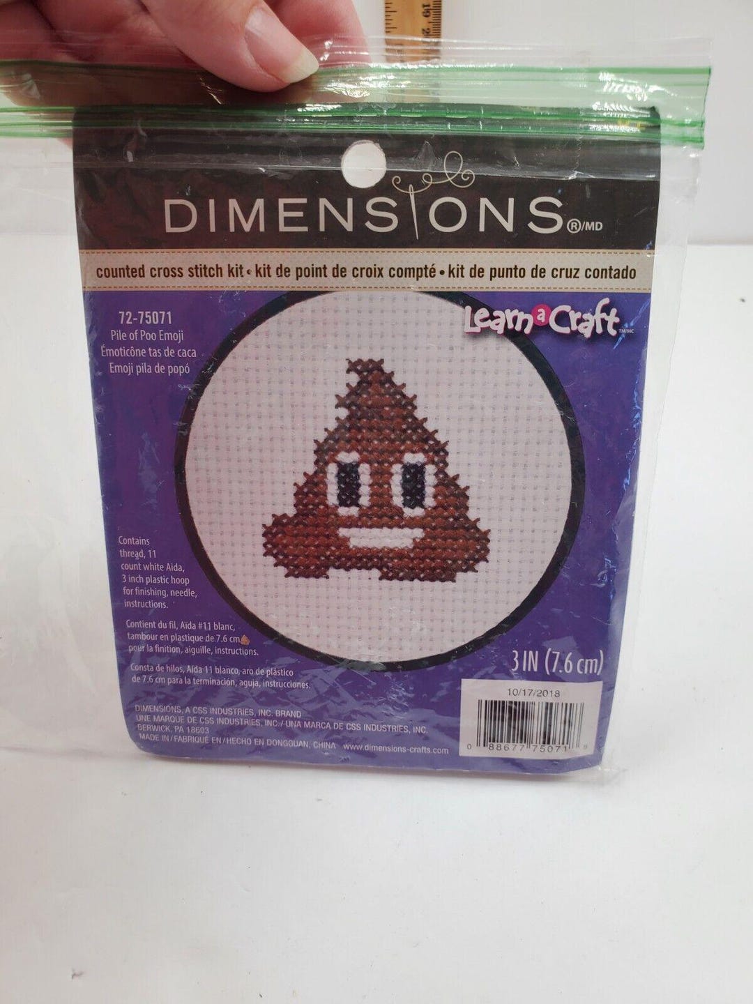 DIY Dimensions Pile of Poo Emoji Kids Beginner Mini Cross Stitch Kit - Etsy