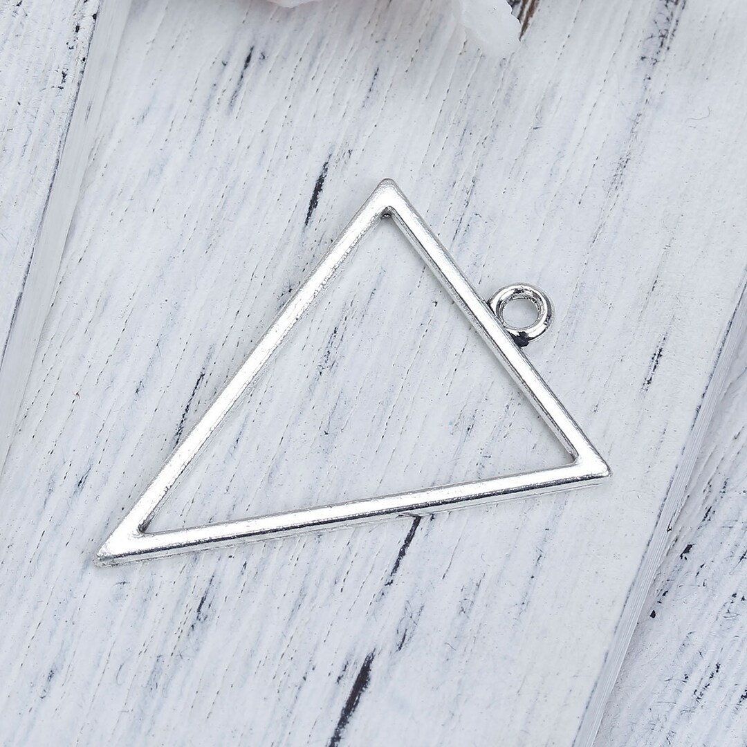 2pc Antique Silver Geometric Triangle Pendant - 35x27mm - Charm Jewelry ...
