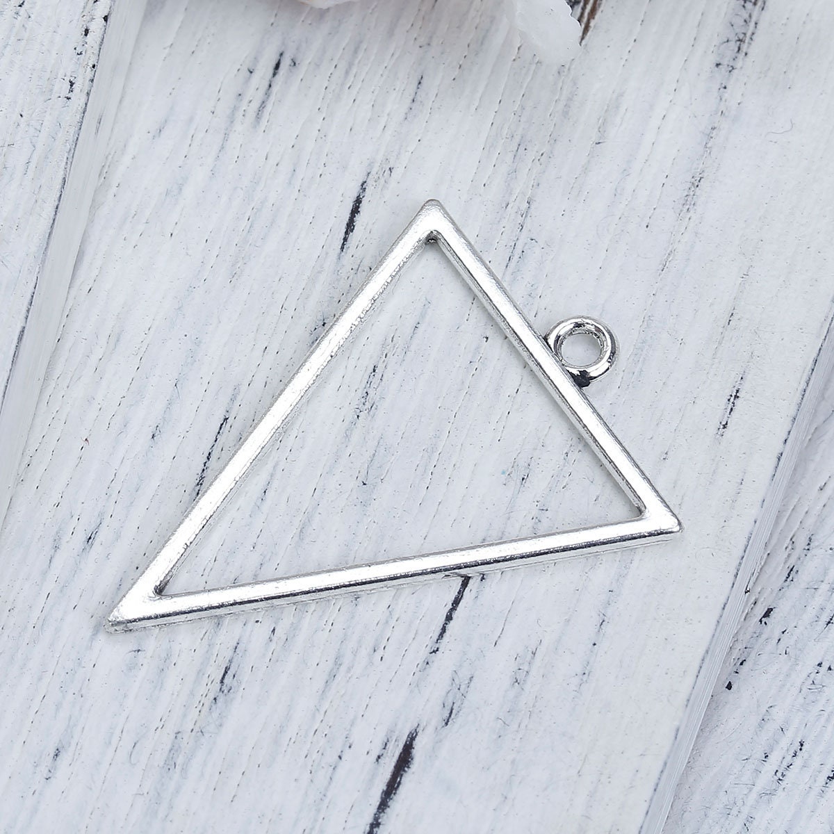 2pc Antique Silver Geometric Triangle Pendant - 35x27mm - Charm Jewelry ...