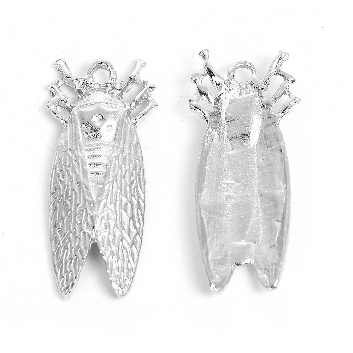 2pc Silver Tone Cicada Pendant 35x15mm Locust Bug Charm - Etsy