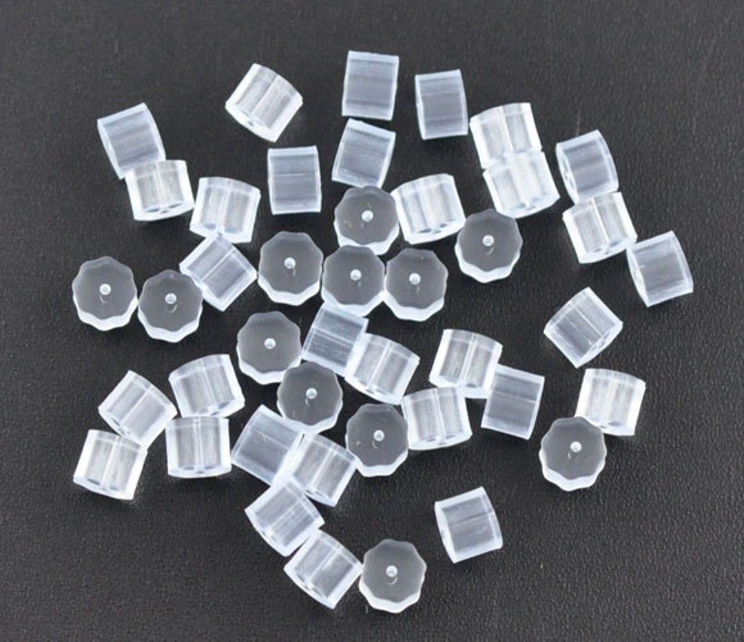 100pc Clear Rubber Earring Stopper - 3x3mm - Earring Finding, Ear Stop ...