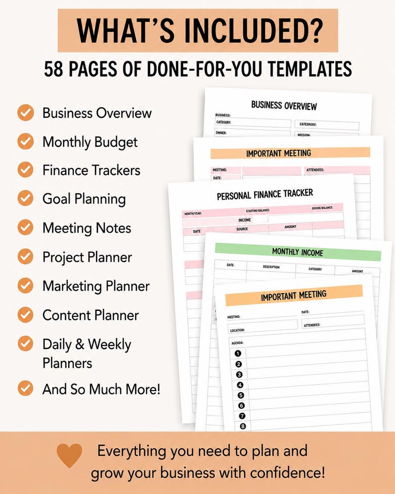 Small Business Planning Bundle | Goal Setting, Finance, Productivity ...