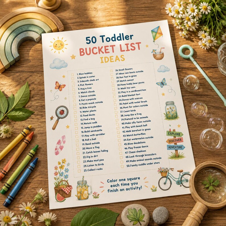Toddler Bucket List Printable | 50 Screen-free Activities for Preschool ...