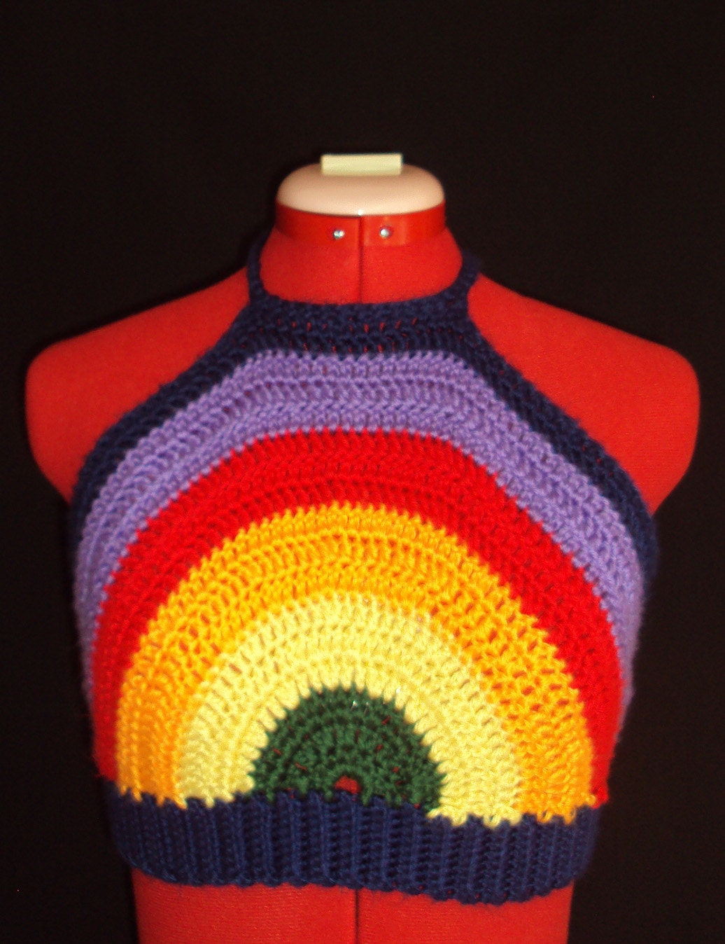 Hand Crocheted Retro Rainbow Halter Top - Etsy
