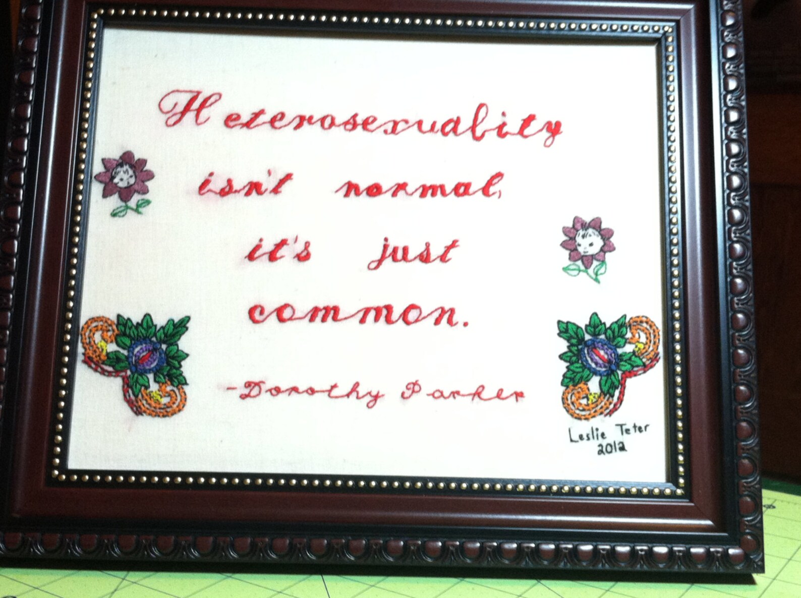 Embroidered Quotes For Wall Decor Dorothy Parker On Homosexuality Etsy