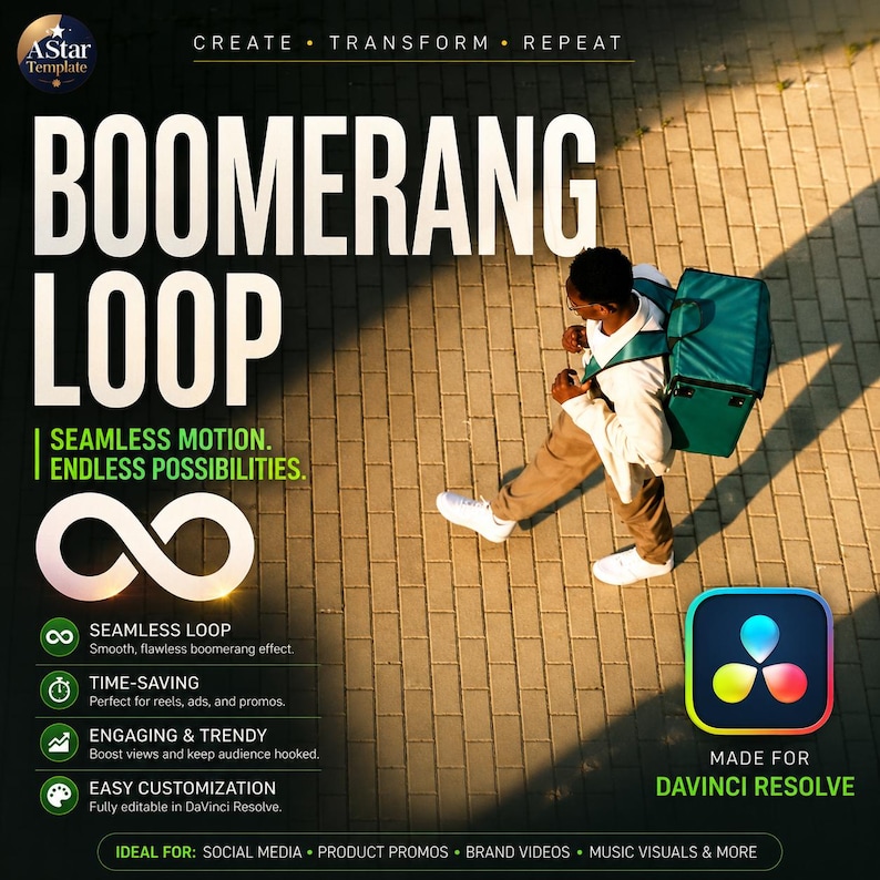 Boomerang Loop Effect for Davinci Resolve | Seamless Video Loops, Reels ...