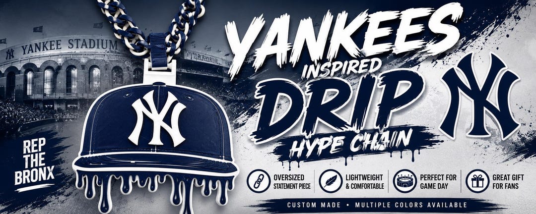Yankees Inspired Drip Hype Chain Necklace | New York Baseball Fan Chain ...