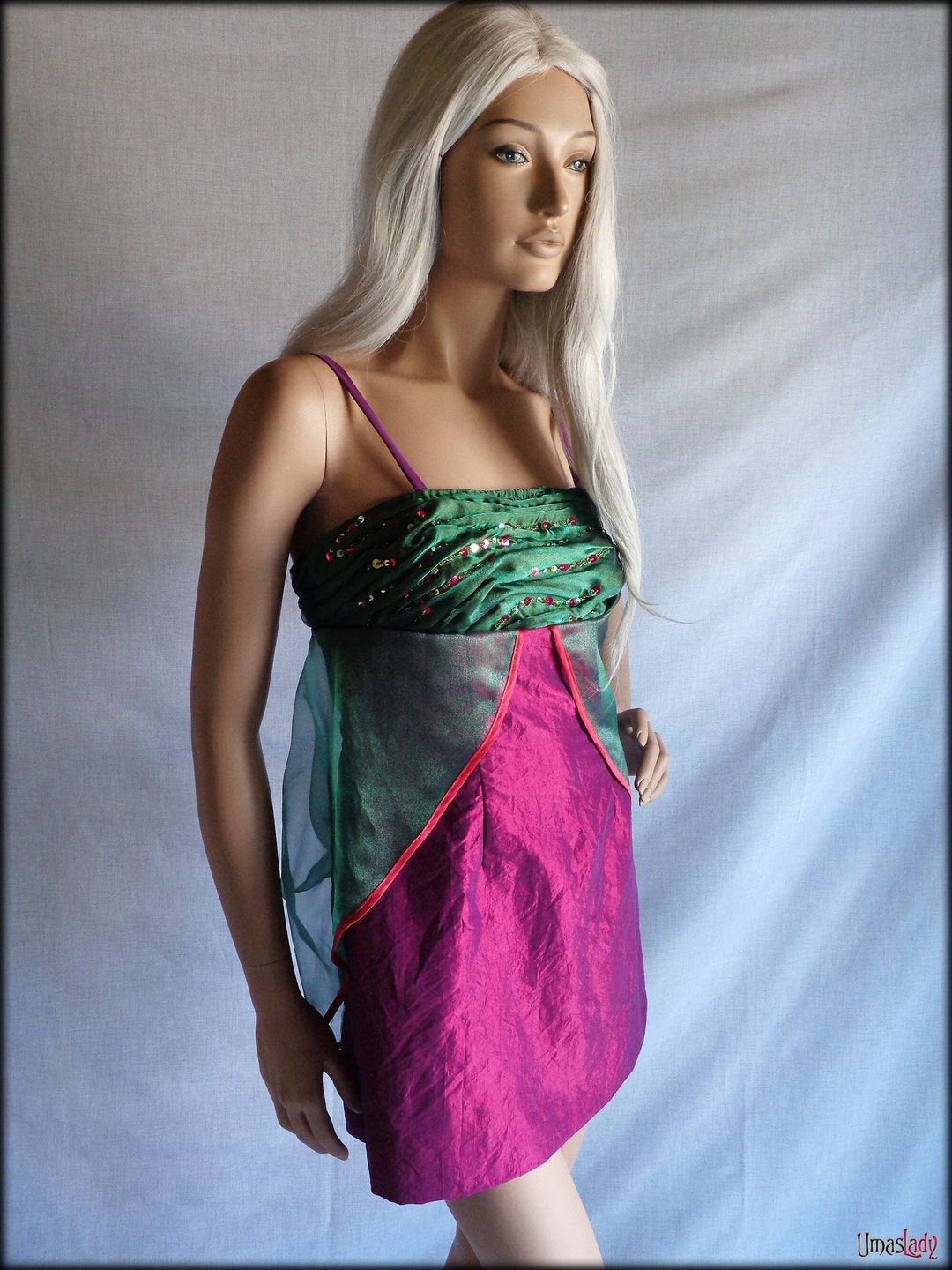 Short Ruby Red and Emerald Green Sheath Dress: Summer Elegance ...