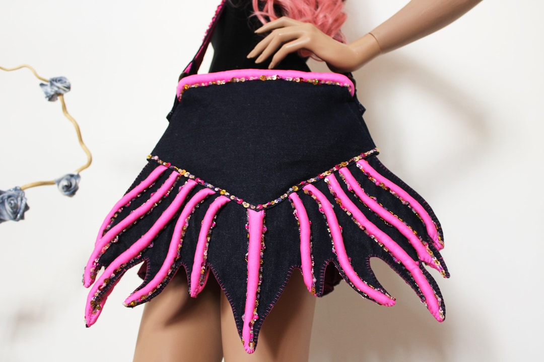 HOT Pink DENIM Bag: Eccentric Style BAG for Parties, Mermaid Tail ...