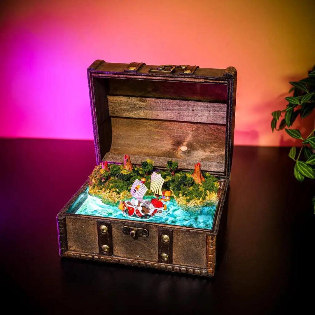 S./un.ny Pirates Box Lamp, Ocean Pirate Ship in Light Box, Epoxy Resin ...