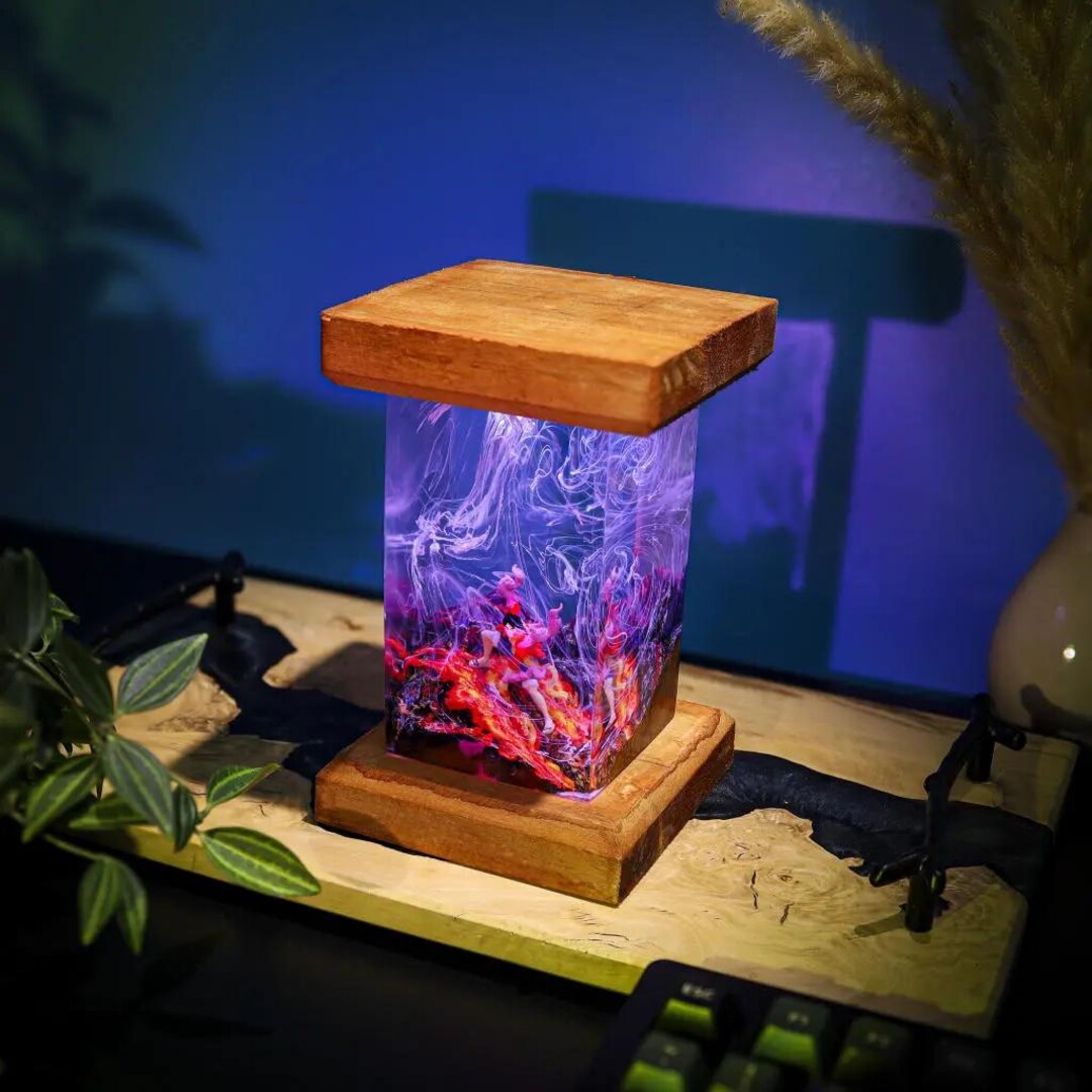 L.uf/fy D Monkey Epoxy Resin Wood Lamp Night Light Unique Her Him Mom Dad Kid Lover Fans ...