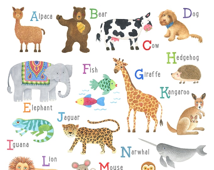 Alphabet Poster, Animal Poster, Kids Alphabet Print, Animal Alphabet ...