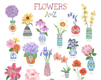 Floral Alphabet Print | Etsy