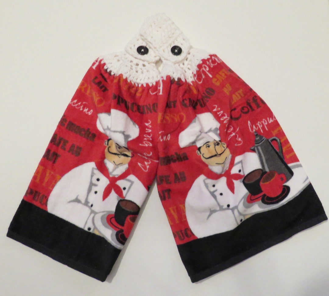 Coffee Chef Kitchen Towel: Crochet Hanging Hand Towel - Etsy
