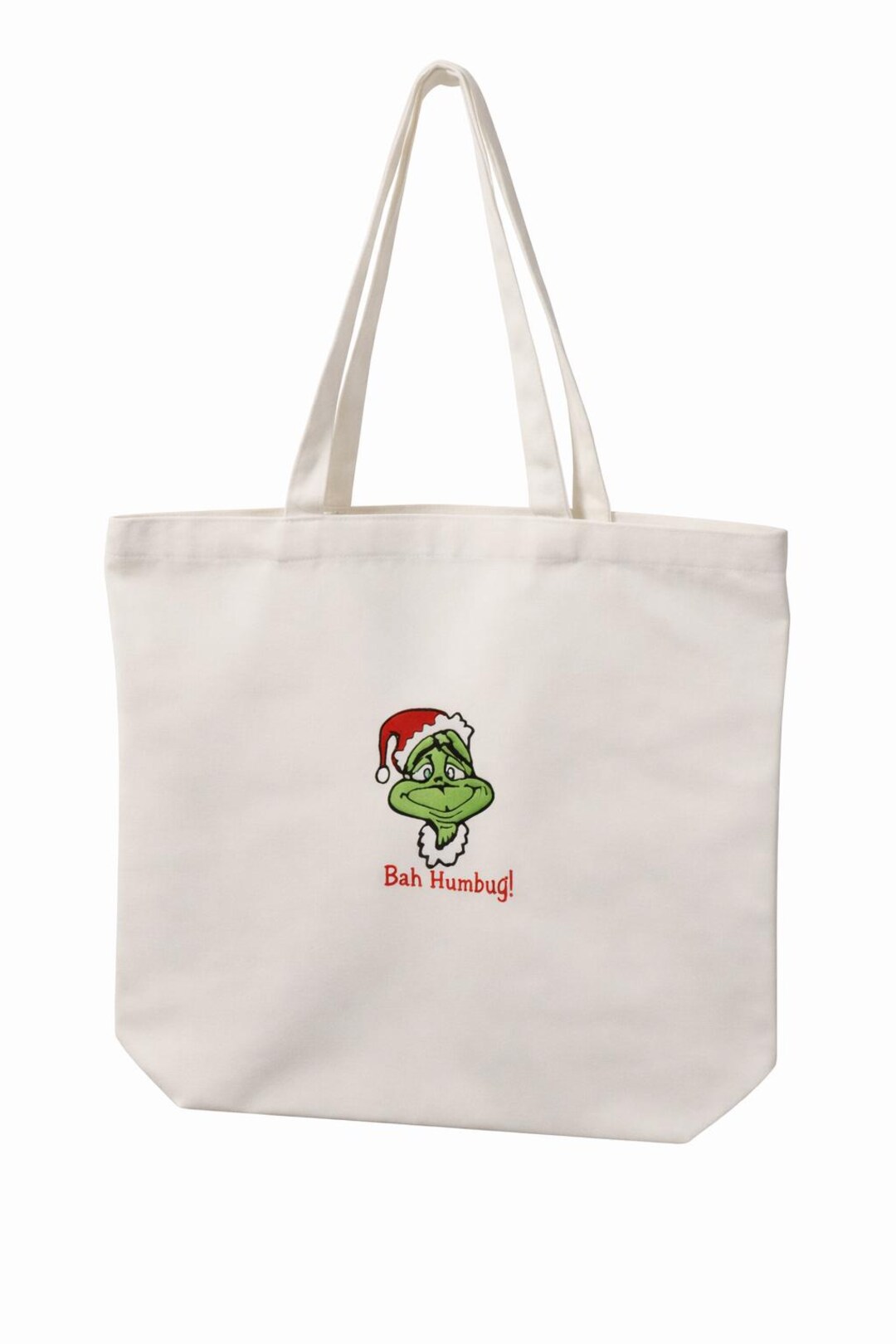 Grinch Bah Humbug Tote Bag, Christmas Canvas Tote, Funny Holiday ...