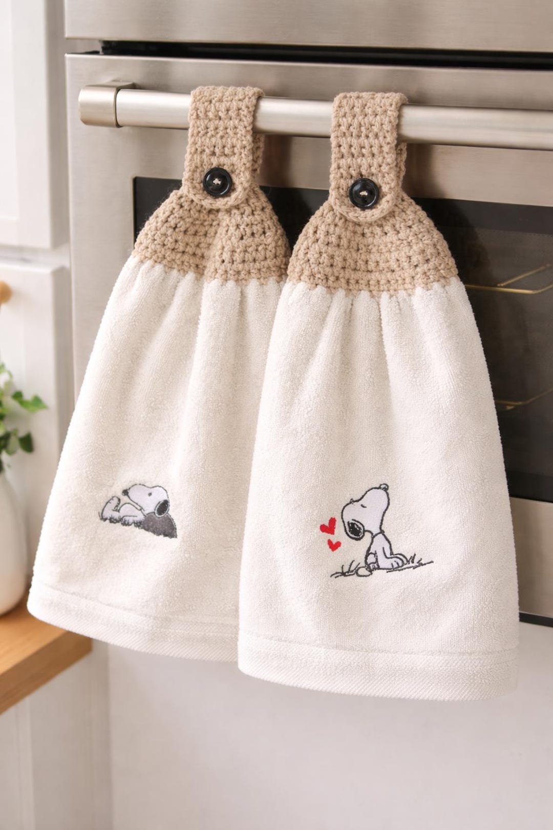 Snoopy Inspired Embroidered Kitchen Hand Towel Set of 2 - Etsy