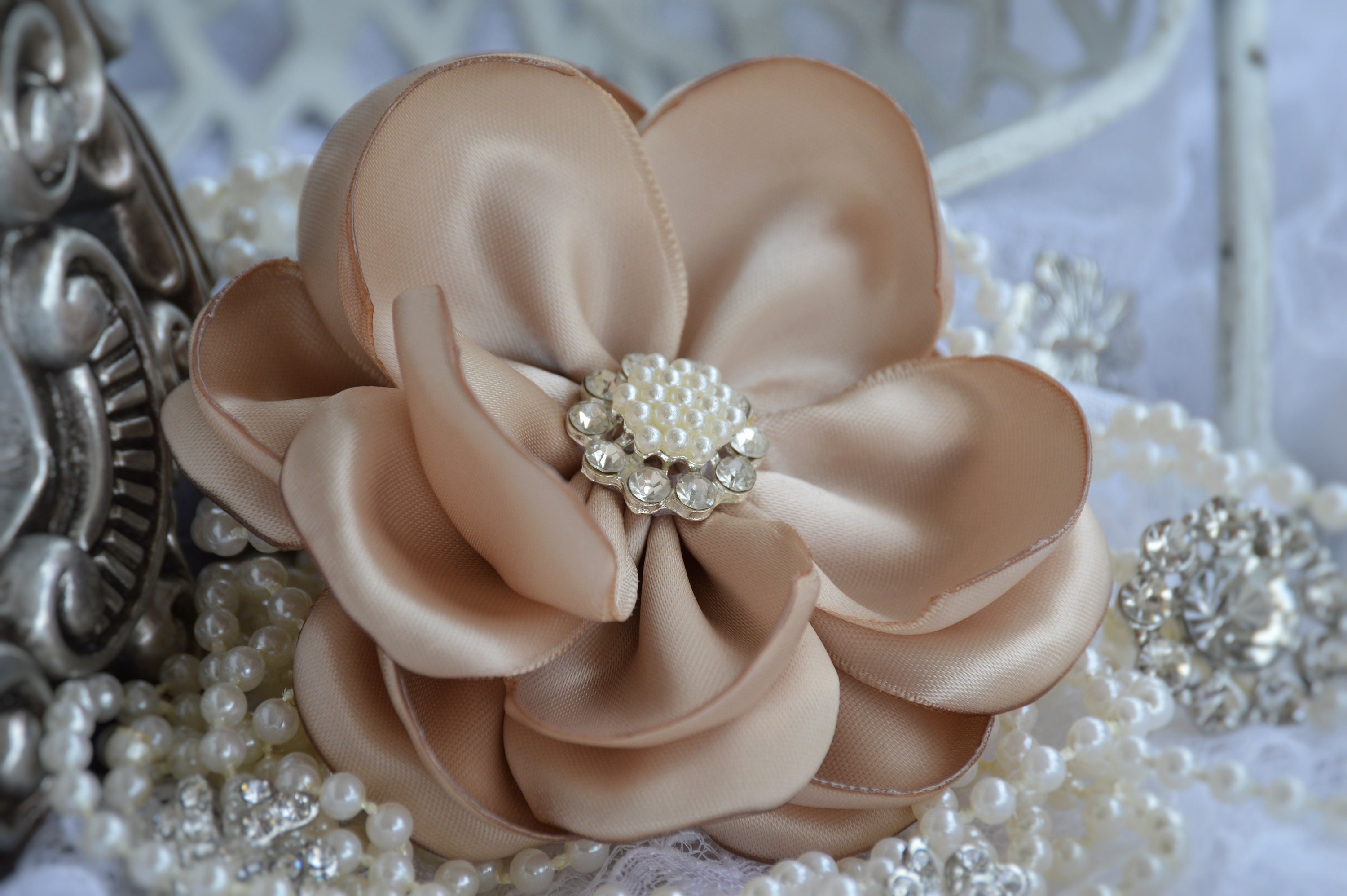 Mocha Satin Ribbon Flowers 3 Satin Fabric Flowers - Etsy UK