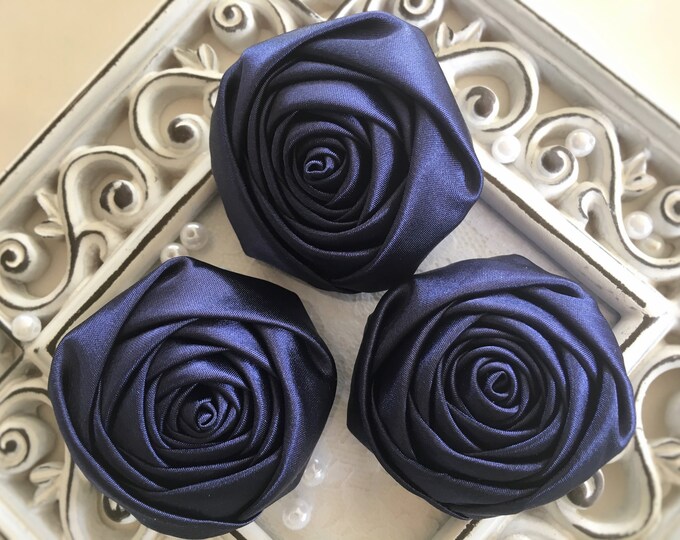 2" Satin Fabric Roses, Red Satin Rolled Rosettes, Satin Roses, Rolled ...