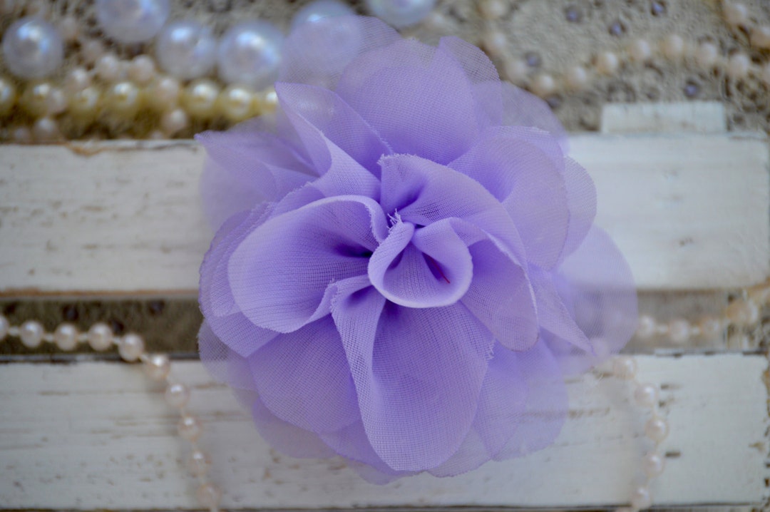 3 Chiffon Flowers, Chiffon Fabric Flowers, Lavender Chiffon Flowers ...