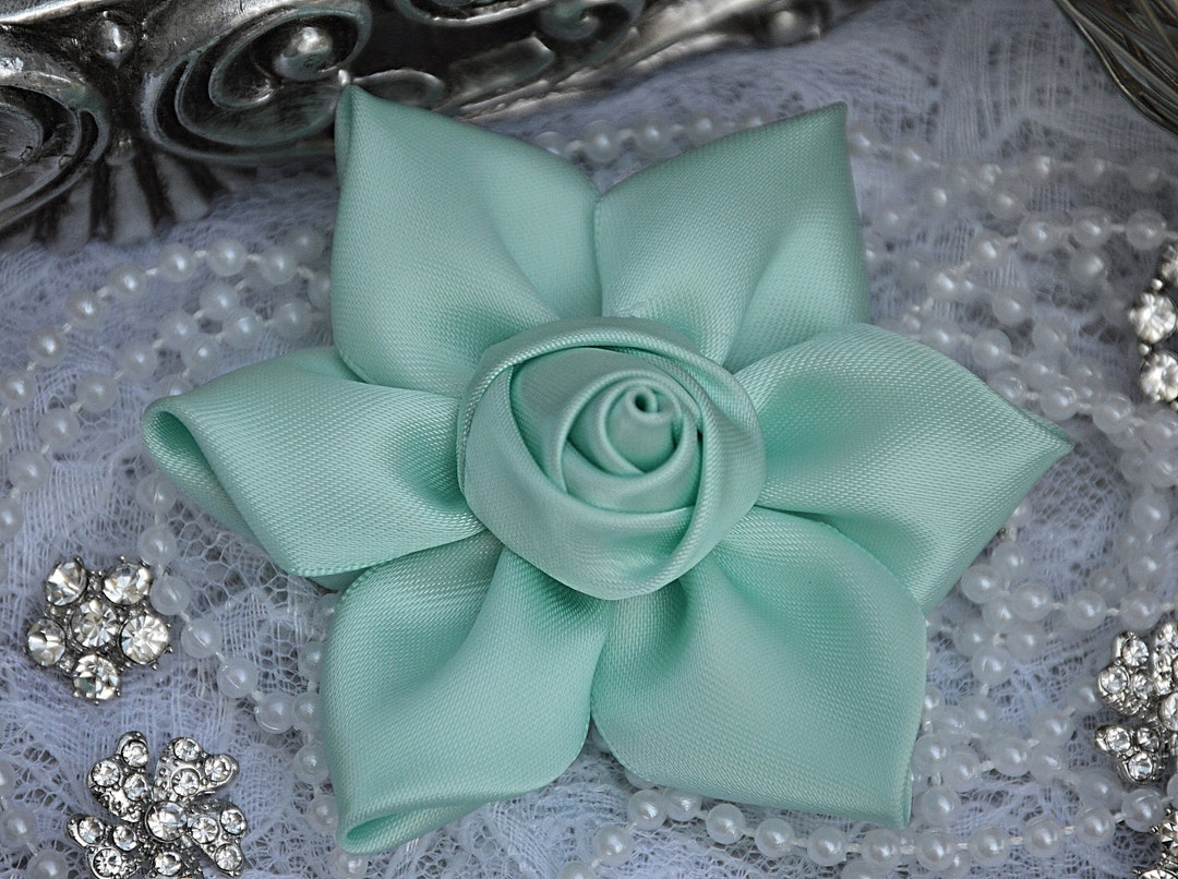 70 Colors Combination, Aqua Satin Ribbon Flowers, 3 Satin Fabric ...