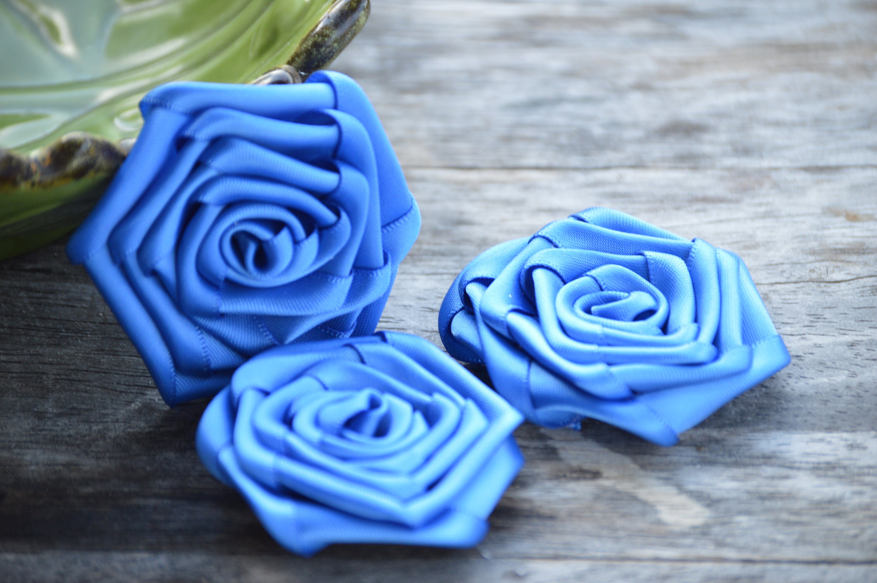 2 Satin Rosettes Royal Blue Satin Rolled Rosettes - Etsy España
