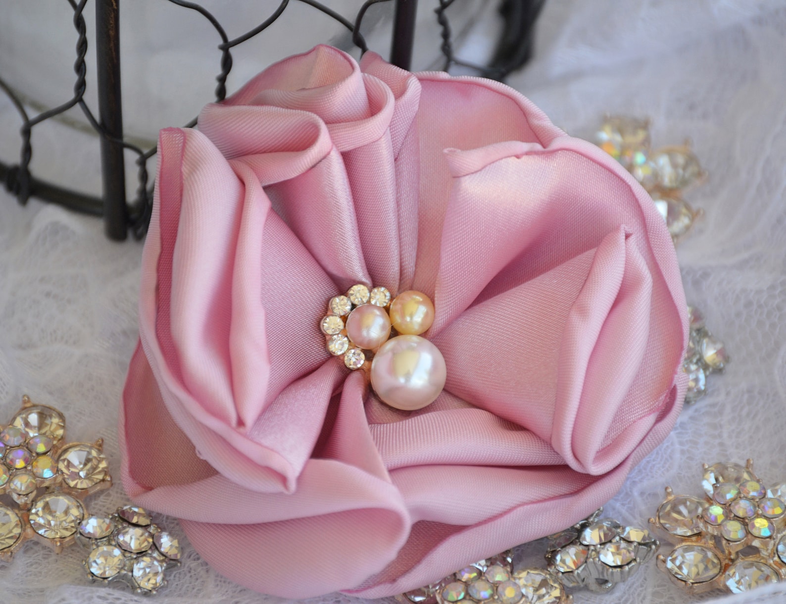 3 Mauve Dusty Pink Satin Flowers Fabric Flowers Satin | Etsy