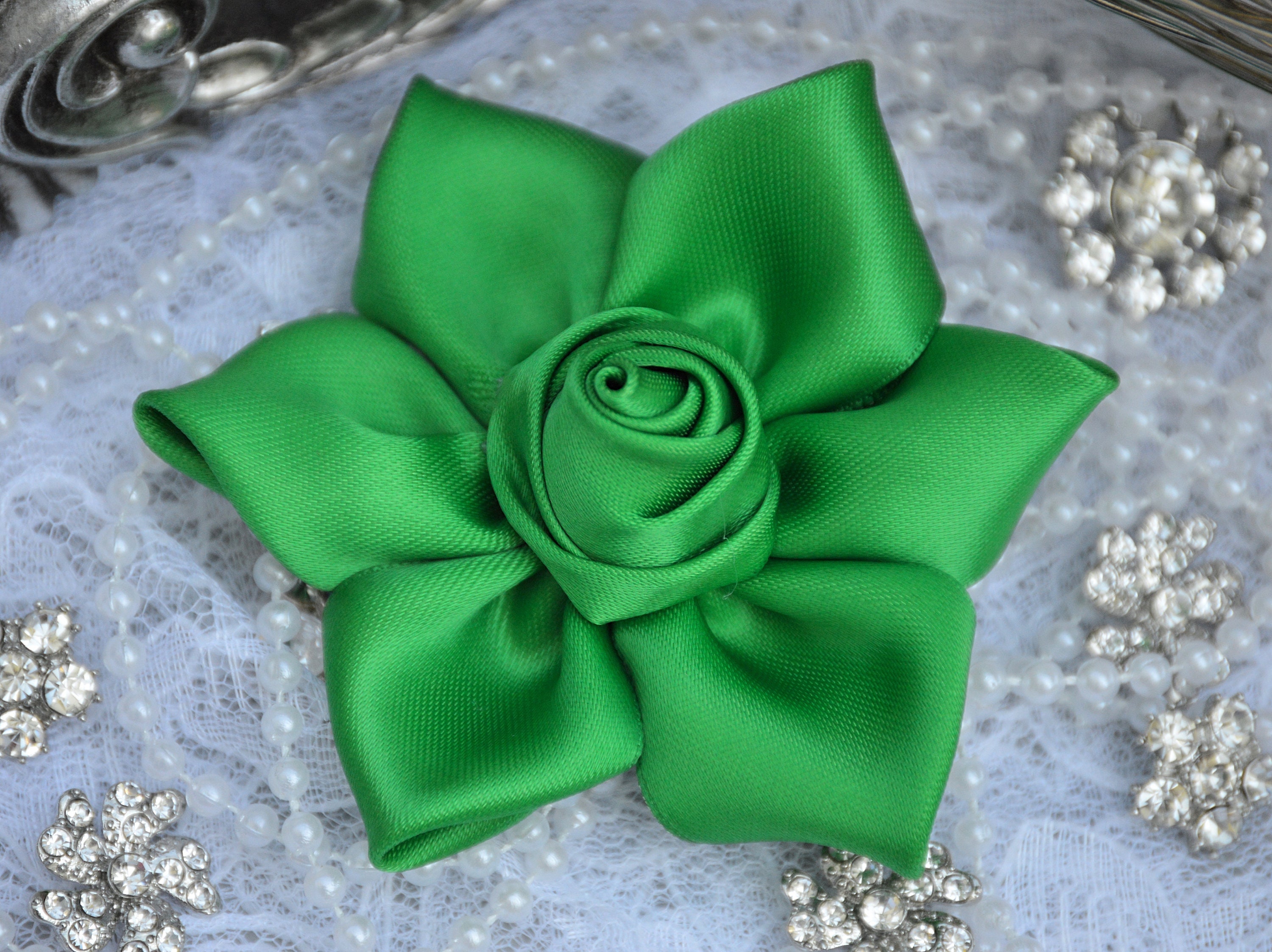 70 Colors Combination Emerald Satin Ribbon Flowers 3 | Etsy
