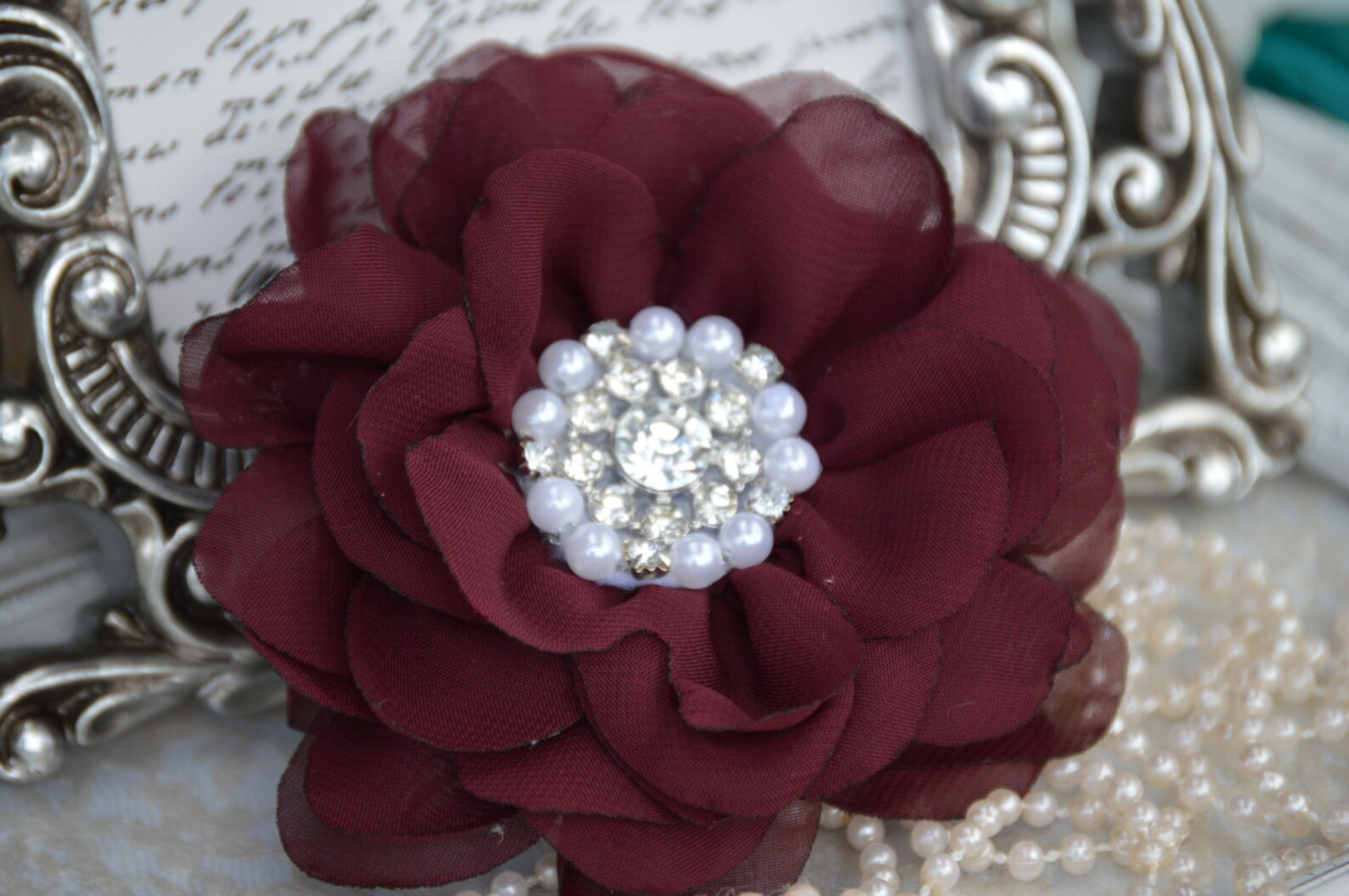 4 Chiffon Flowers Fabric Flowers Burgundy Chiffon - Etsy