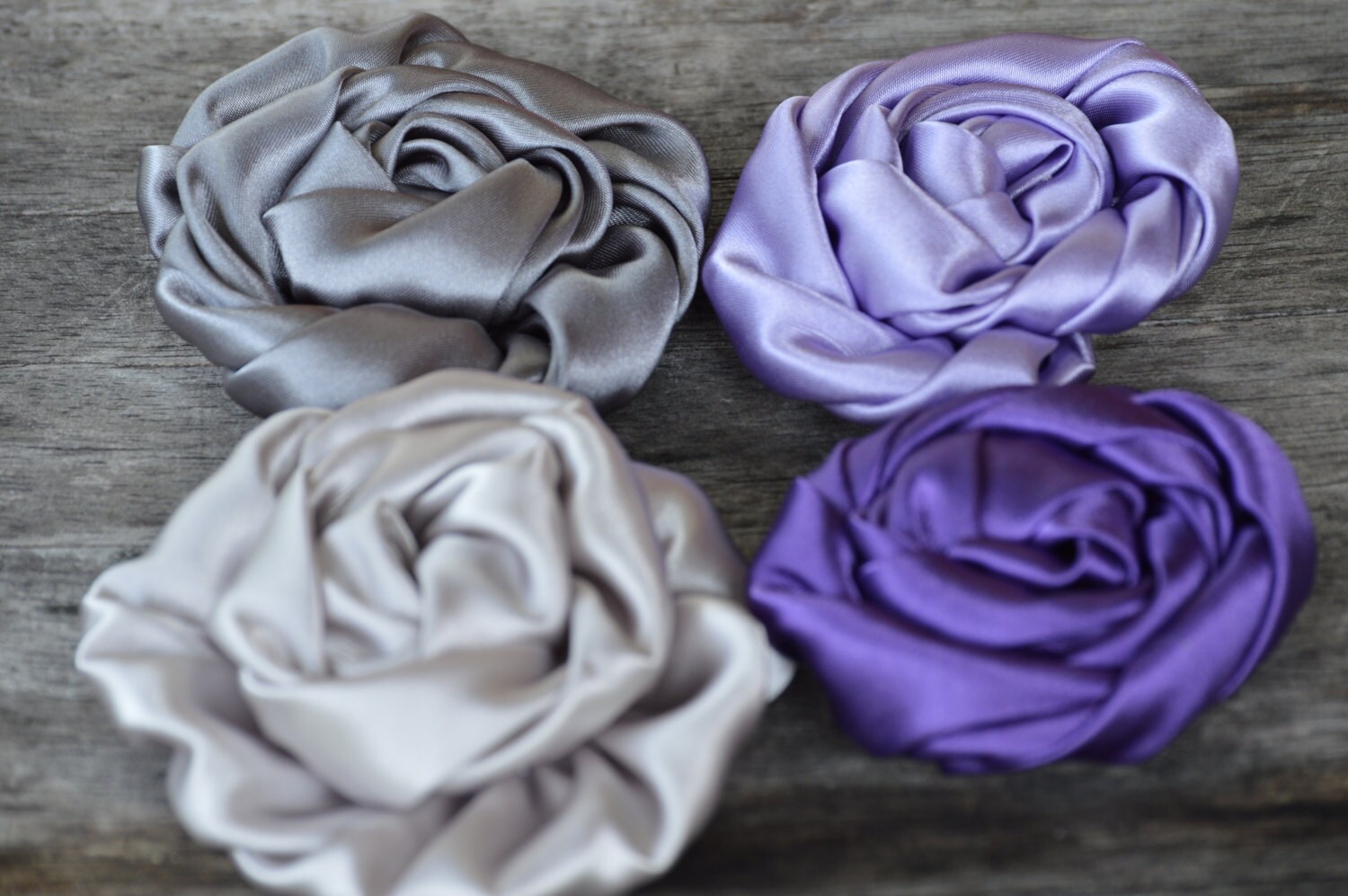 Silver Large Satin Roses 3 Large Satin Rolled Flowers | Etsy