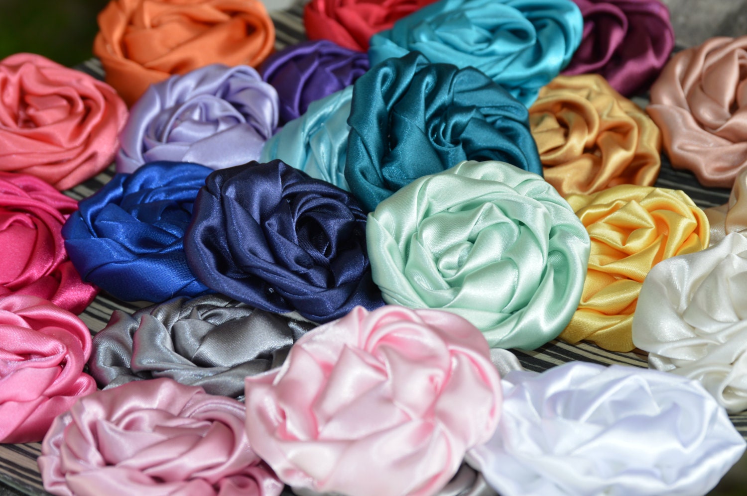 Silver Large Satin Roses 3 Large Satin Rolled Flowers | Etsy