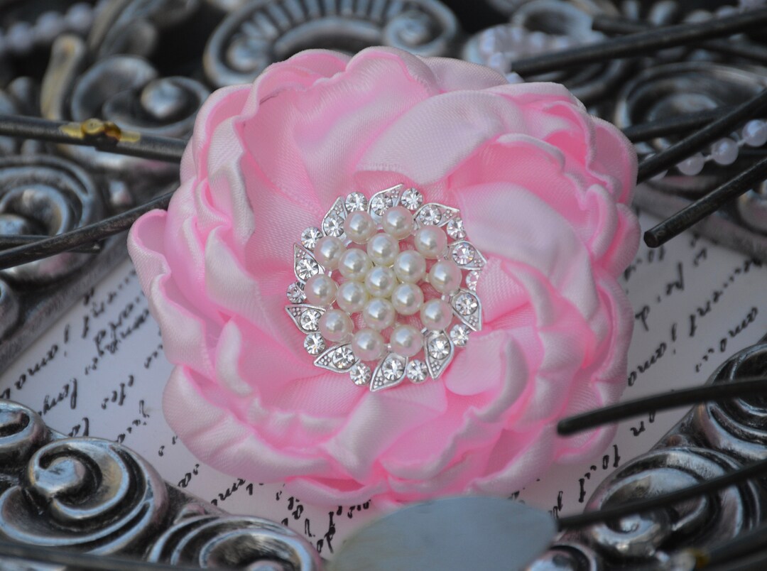 Light Pink Satin Flowers 3 Satin Ribbon Flowers Burned - Etsy