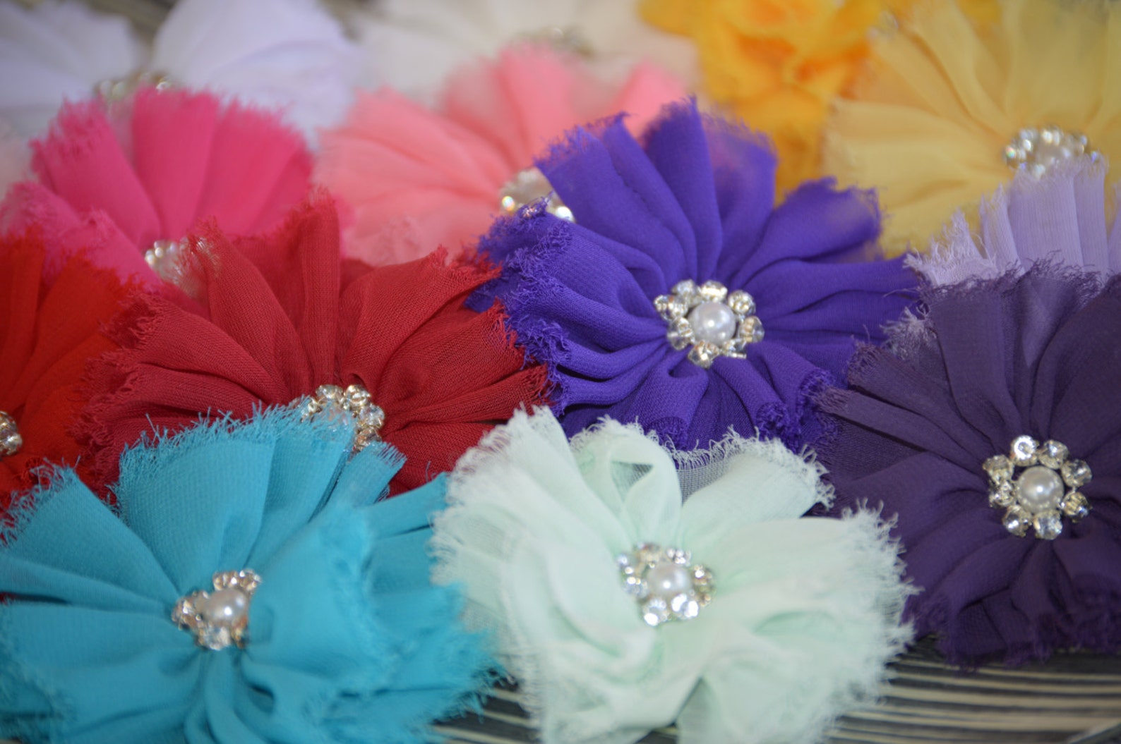 3 Chiffon Flowers Chiffon Fabric Flowers Ivory Chiffon - Etsy