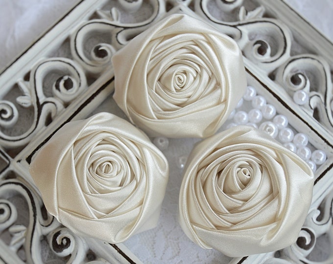 Ivory Satin Rose for Applique and Embellishment, Plain Back, 1 Small - Etsy