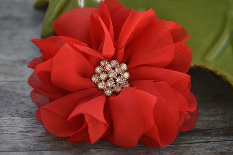 3 1/2 Chiffon Flowers Fabric Flowers Red Chiffon | Etsy