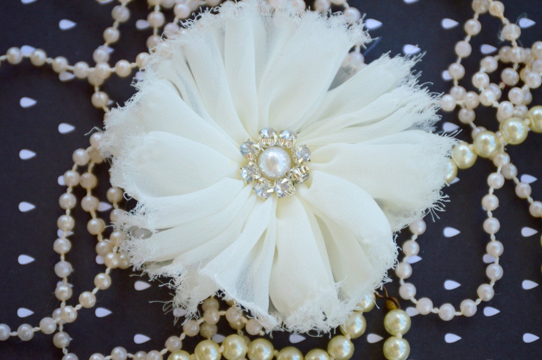 3 Chiffon Flowers Chiffon Fabric Flowers Ivory Chiffon - Etsy