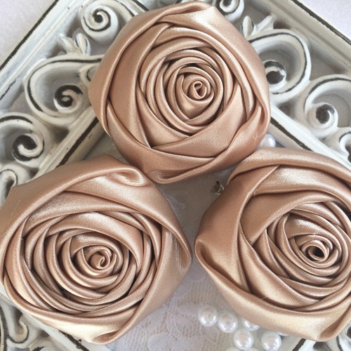 2 Satin Fabric Roses Burgundy Satin Rolled Rosettes - Etsy
